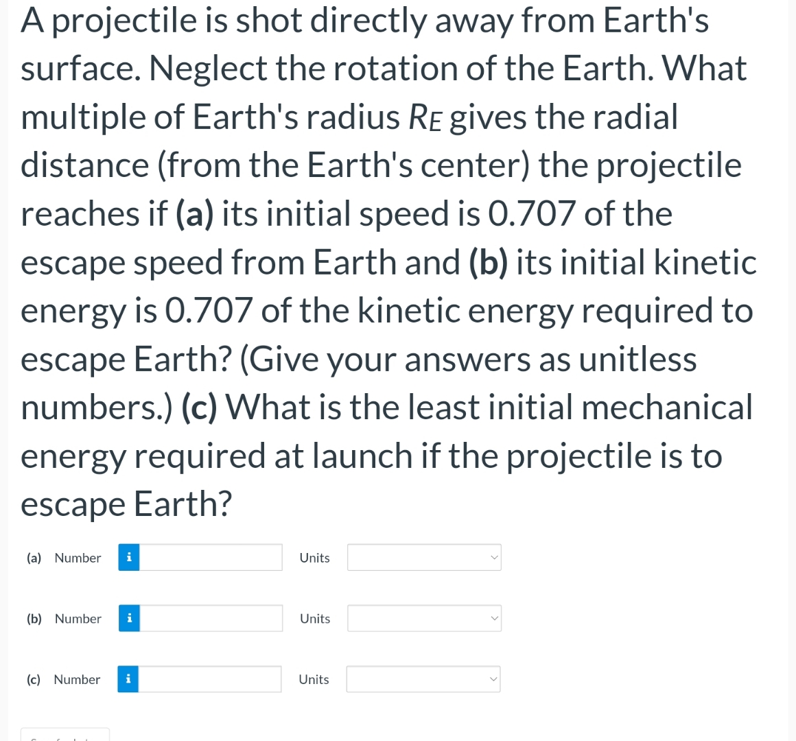 Solved A projectile is shot directly away from Earth's | Chegg.com