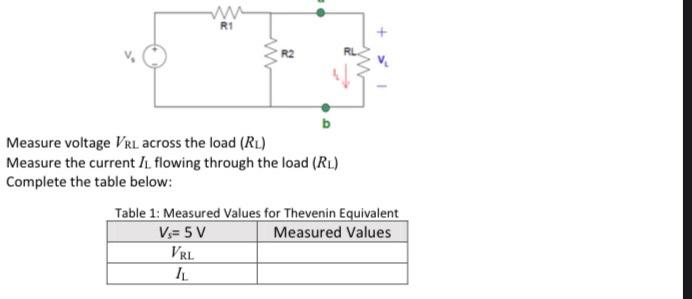 Solved R1 R2 Measure voltage VRL across the load (RL) | Chegg.com