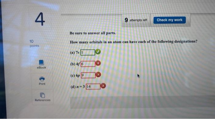 Solved 2 9 attempts lett Check my work Be sure to answer all | Chegg.com