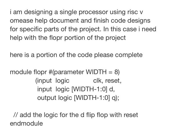 Solved i am designing a single processor using risc v omease | Chegg.com Solved i am designing a single processor using risc v omease | Chegg.com