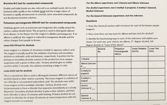 Solved Bromine Br2 test for unsaturated compounds Double and | Chegg.com