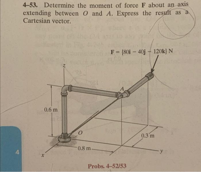 Solved 4-53. Determine the moment of force F about an axis | Chegg.com