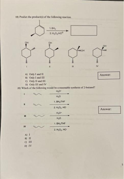 Solved 19) Predict the product(s) of the following reaction. | Chegg.com