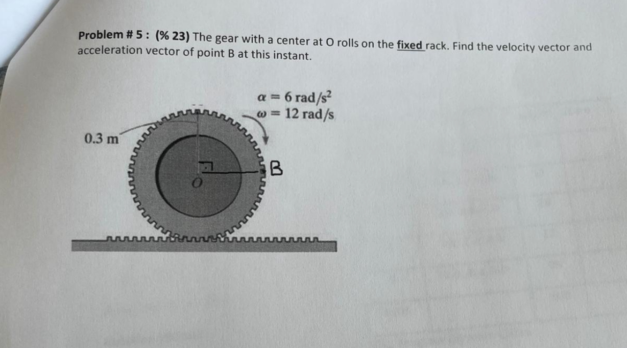 Solved Problem # 5 ﻿: (%23) ﻿The gear with a center at O | Chegg.com