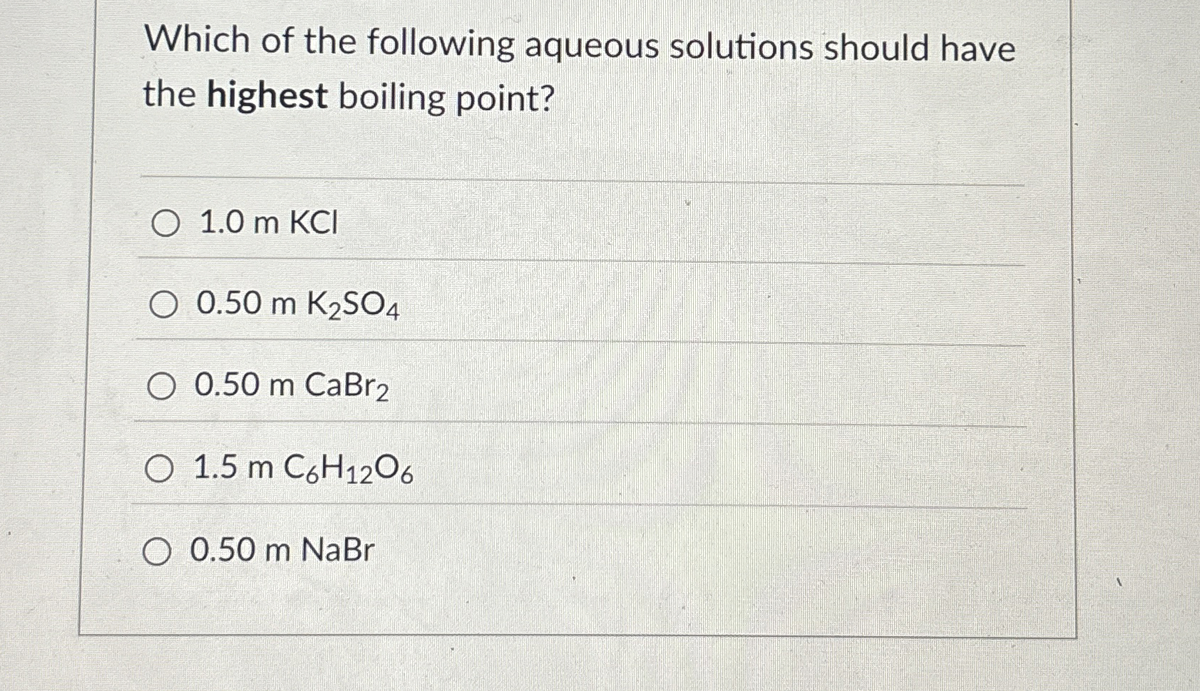 Solved Which of the following aqueous solutions should have | Chegg.com