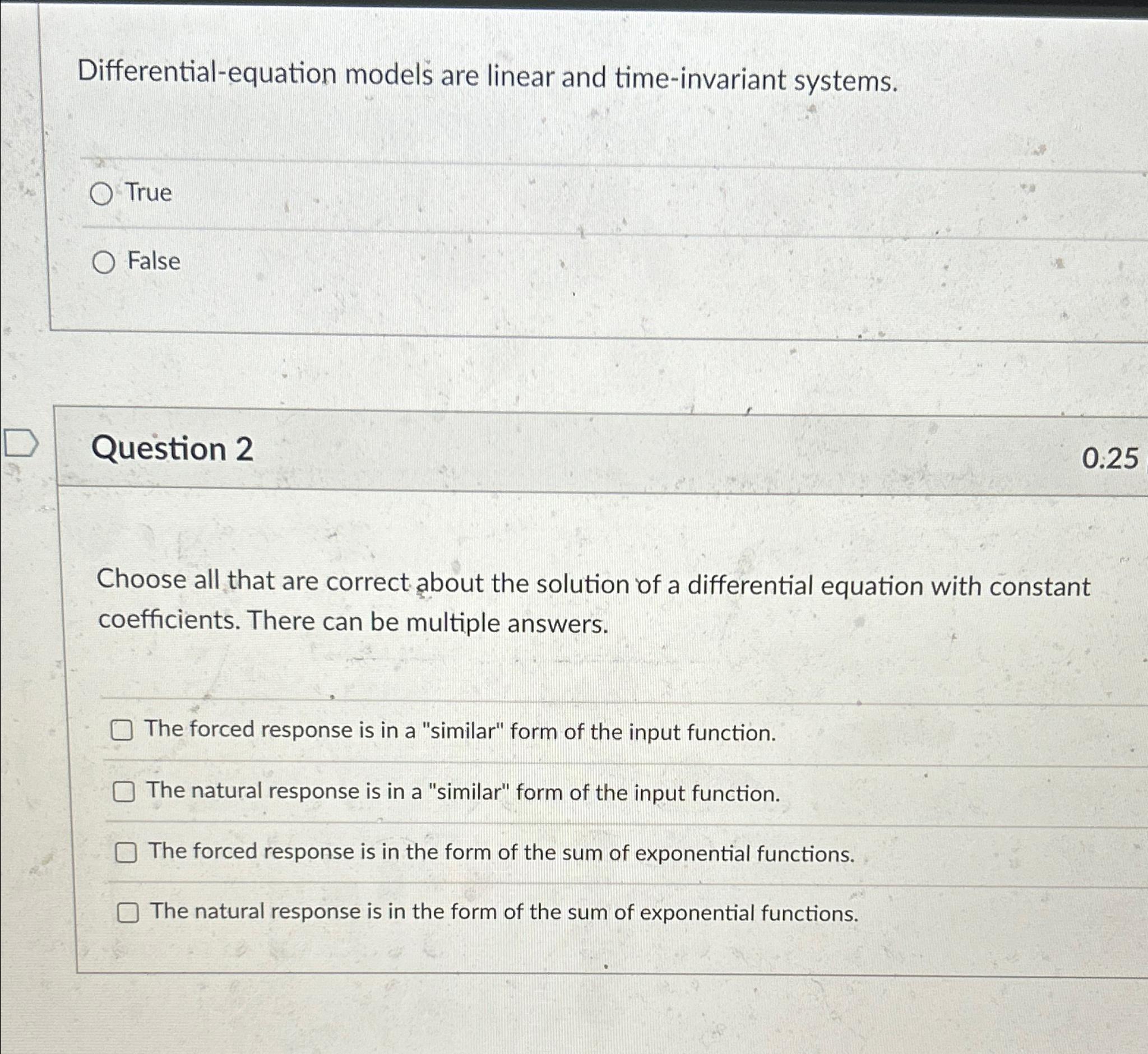 Solved Differential-equation modelš ﻿are linear and | Chegg.com
