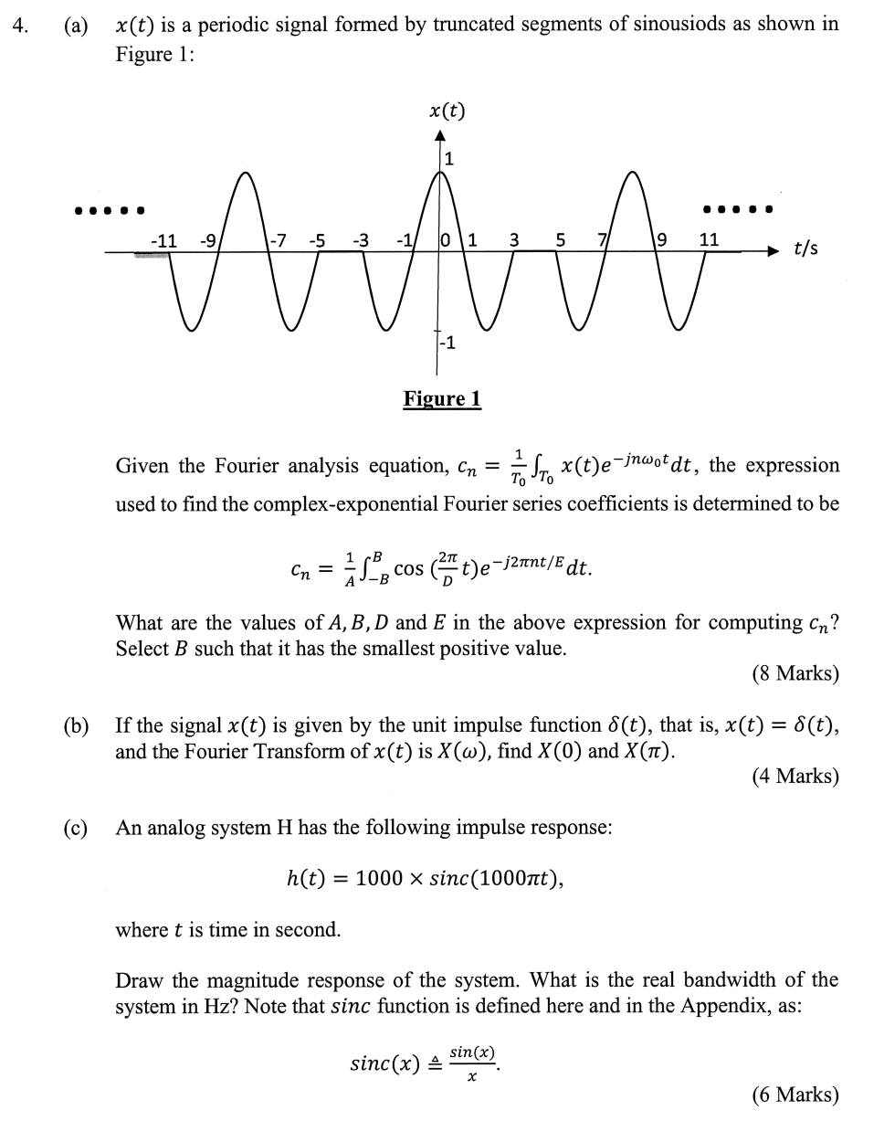 Solved (a) x(t) ﻿is a periodic signal formed by truncated | Chegg.com