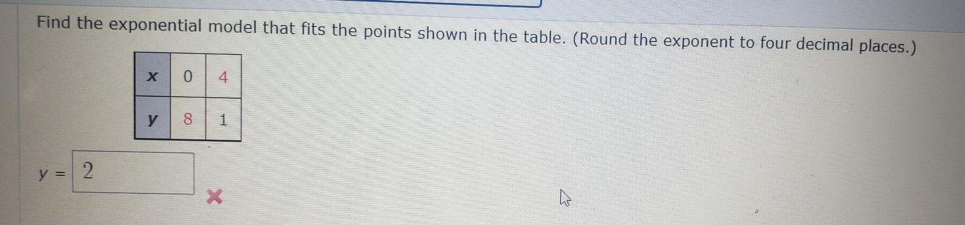 Solved Find the exponential model that fits the points shown | Chegg.com