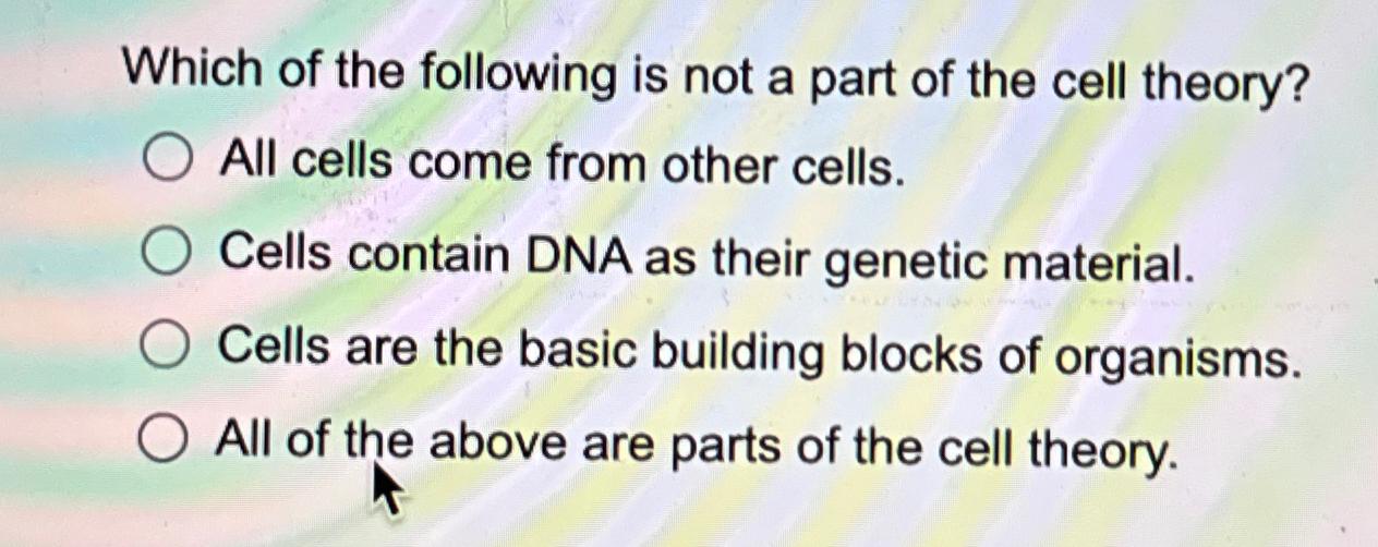 Solved Which of the following is not a part of the cell | Chegg.com