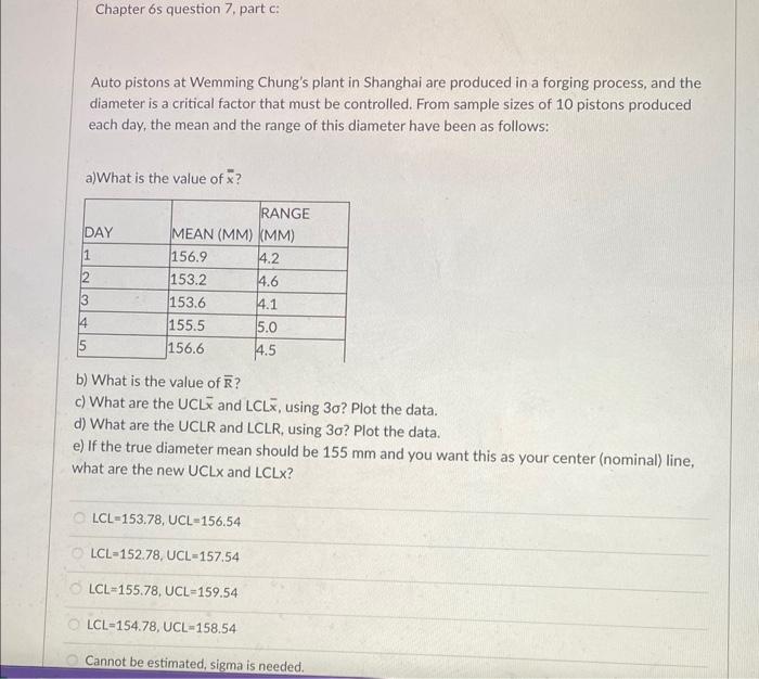Solved Chapter 6 s question 7, part c: Auto pistons at | Chegg.com