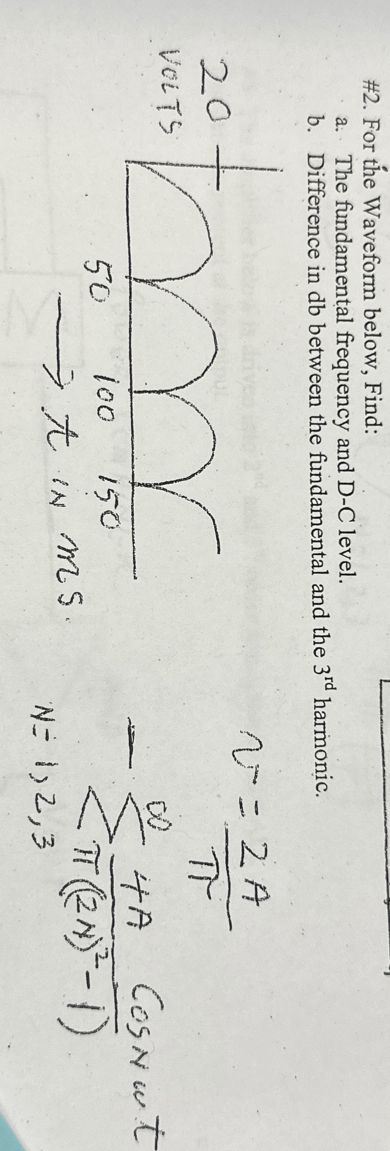 Solved #2. ﻿For the Waveform below, Find:a. ﻿The fundamental | Chegg.com