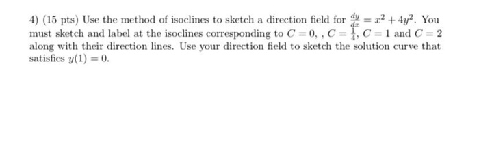 Solved 4) (15 pts) Use the method of isoclines to sketch a | Chegg.com Solved 4) (15 pts) Use the method of isoclines to sketch a | Chegg.com