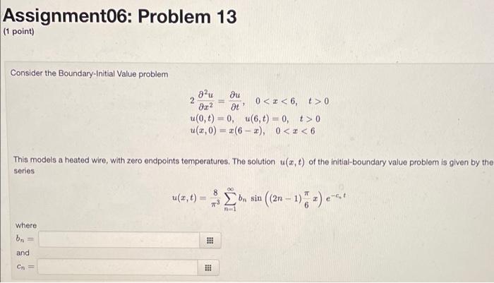 Solved Assignment06: Problem 13 (1 point) Consider the | Chegg.com