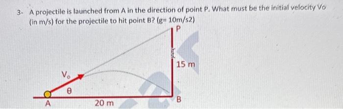 Solved 3- A projectile is launched from A in the direction | Chegg.com
