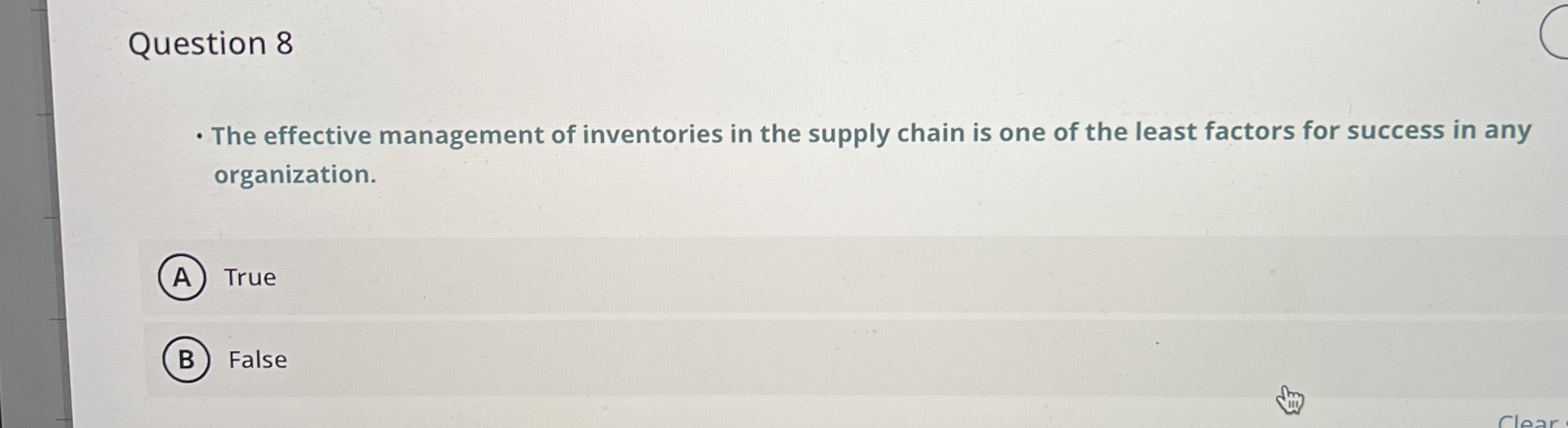 Solved Question 8The effective management of inventories in | Chegg.com