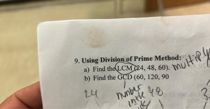 Solved a) Find the LCM(24,48,60). Mu Mu 9. Using Division of | Chegg.com