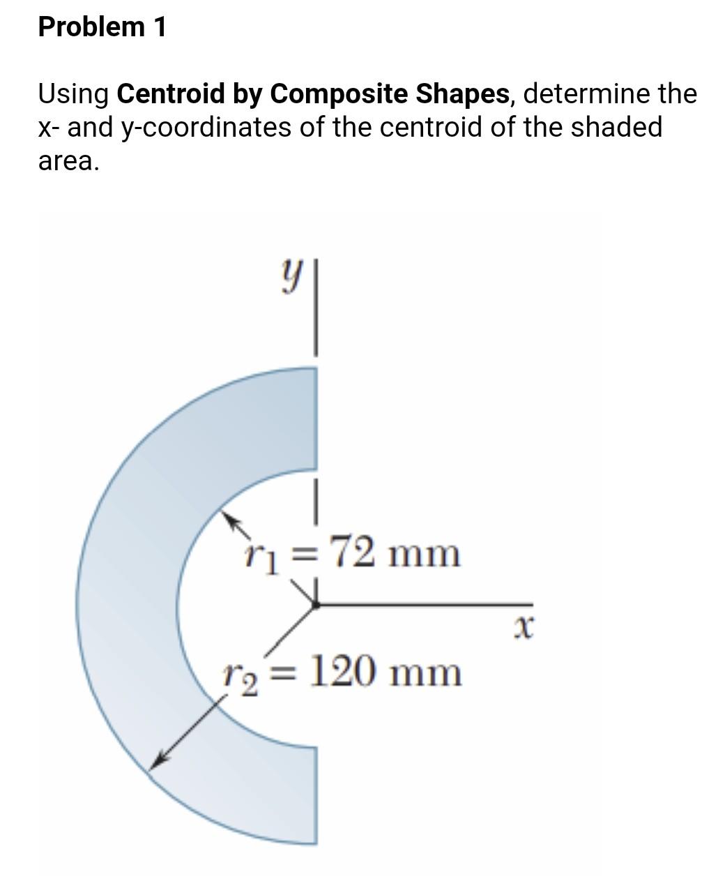 Solved Using Centroid by composite Shapes, determine the x- | Chegg.com