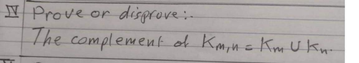 Solved V Prove disprove: The complement of Kmine km U kn. | Chegg.com