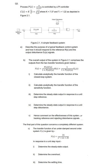 Solved Process P(s)=9(s+3)2 ﻿is controlled by a PI | Chegg.com