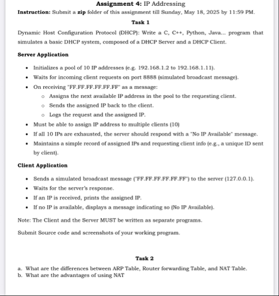 Solved Assignment 4: IP AddressingInstruction: Submit a zip | Chegg.com