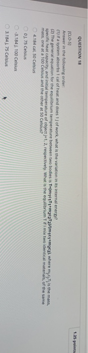 Solved QUESTION 18 1.25 points ICLO-51 Answer in the | Chegg.com