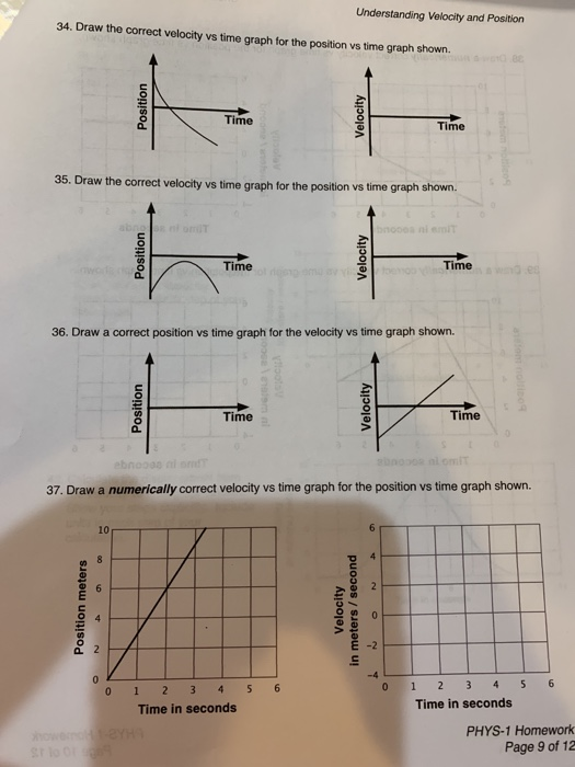 Solved Understanding Velocity And Position 34 Draw The