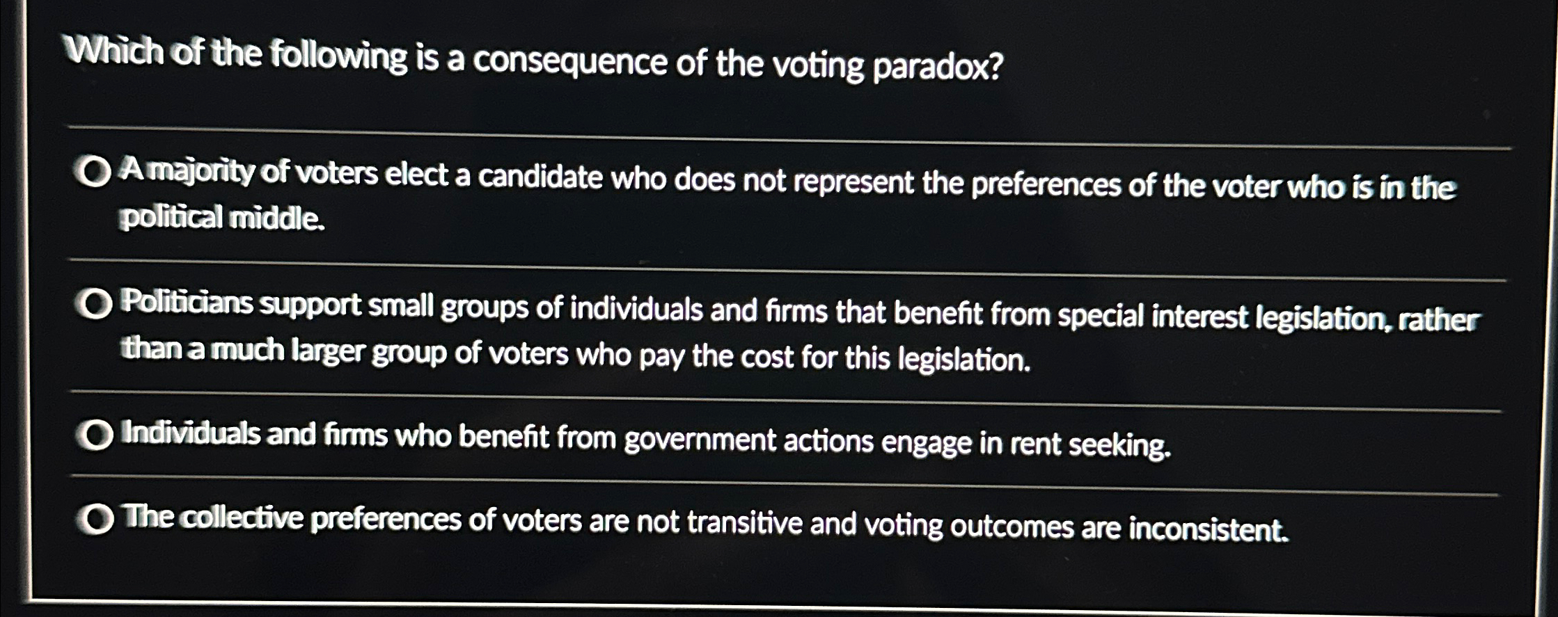 Solved Which of the following is a consequence of the voting | Chegg.com