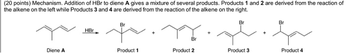 Solved (20 points) Mechanism. Addition of HBr to diene A | Chegg.com