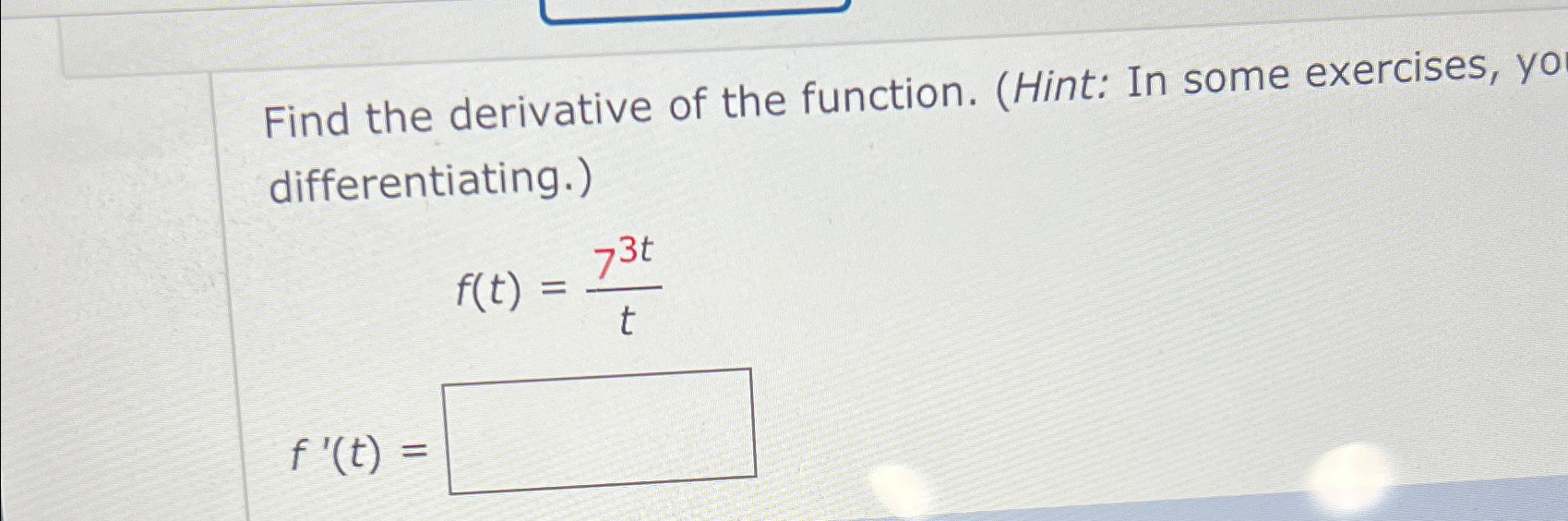 Solved Find the derivative of the function. (Hint: In some | Chegg.com