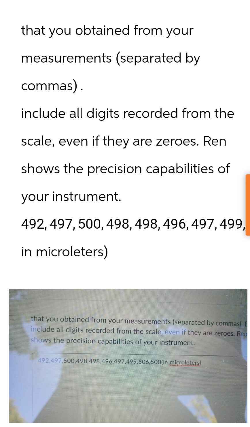 Solved that you obtained from your measurements (separated | Chegg.com