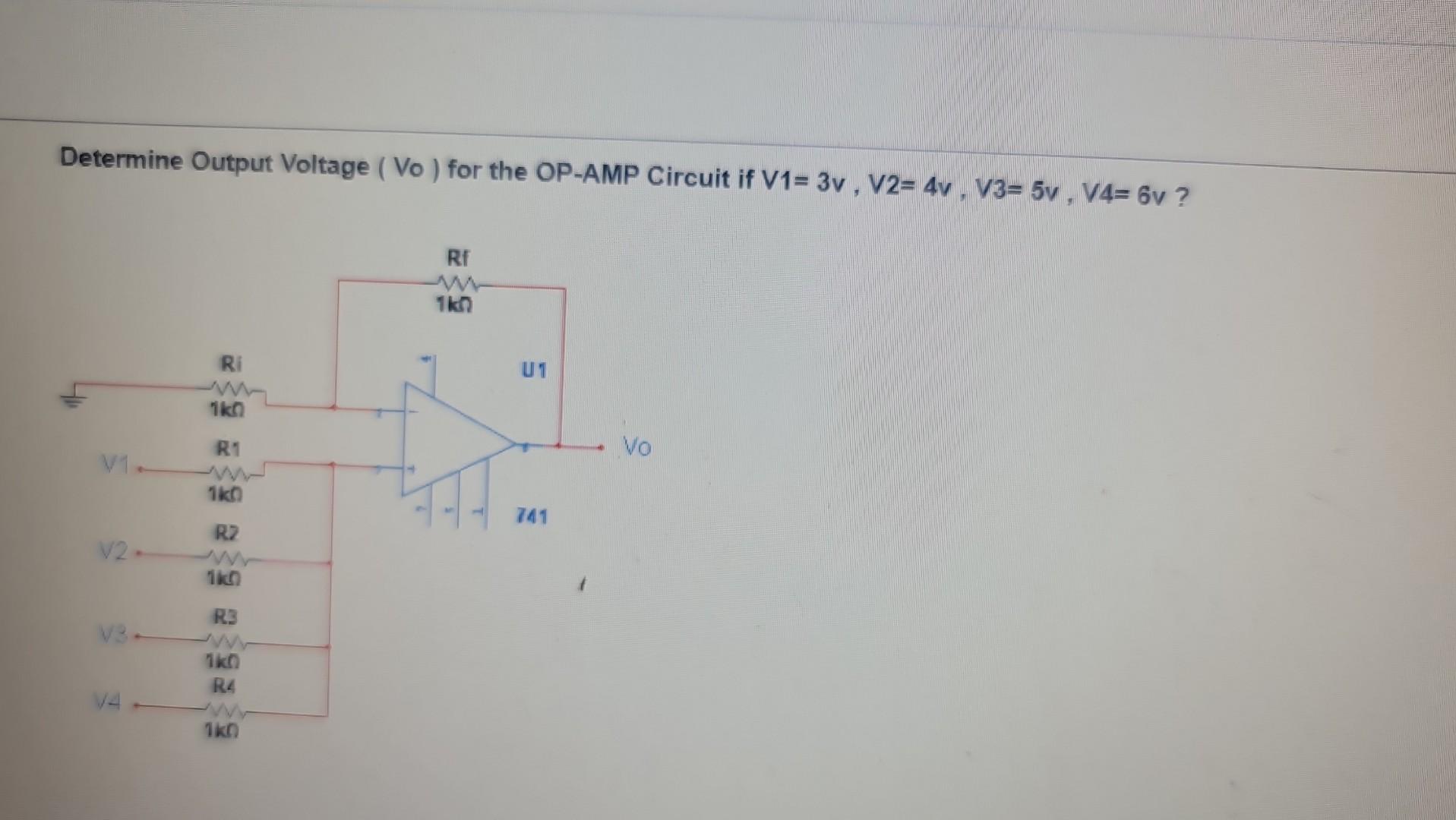Solved Determine Output Voltage (V0) for the OP-AMP Circuit | Chegg.com