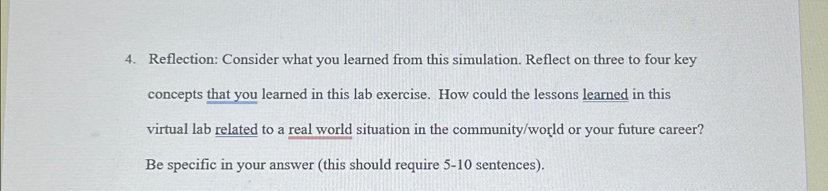 Solved Reflection: Consider what you learned from this | Chegg.com