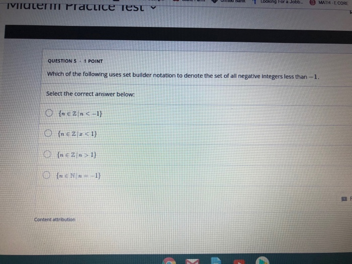 Solved Looking For a Jobb Tvituteri Practice Test MATH-E | Chegg.com
