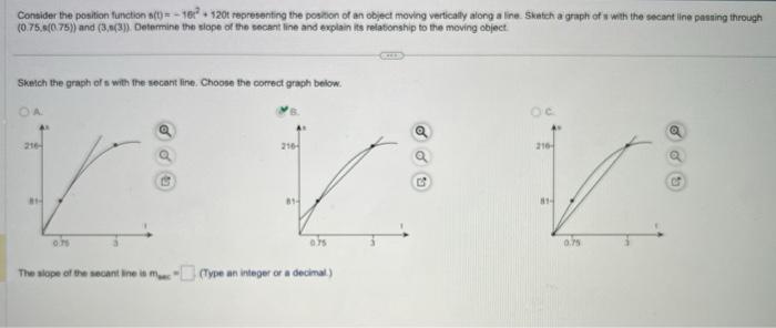 Solved Consider the position function s(t) =−162+120t | Chegg.com