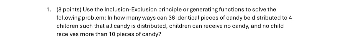 Solved (8 ﻿points) ﻿Use the Inclusion-Exclusion principle or | Chegg.com