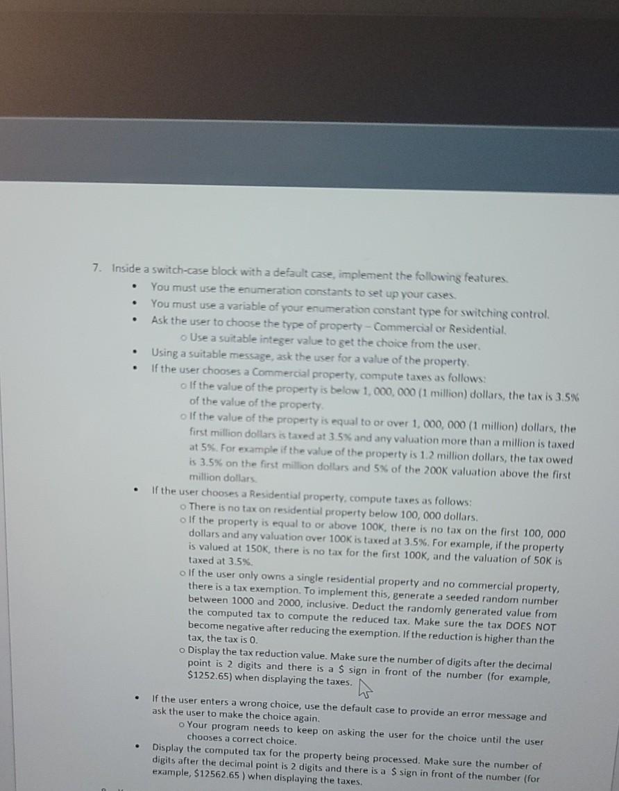 Solved . . . 7. Inside a switch-case block with a default | Chegg.com