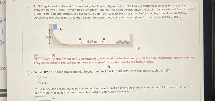 Solved a) A 15.0 kg block is released from rest at point A | Chegg.com