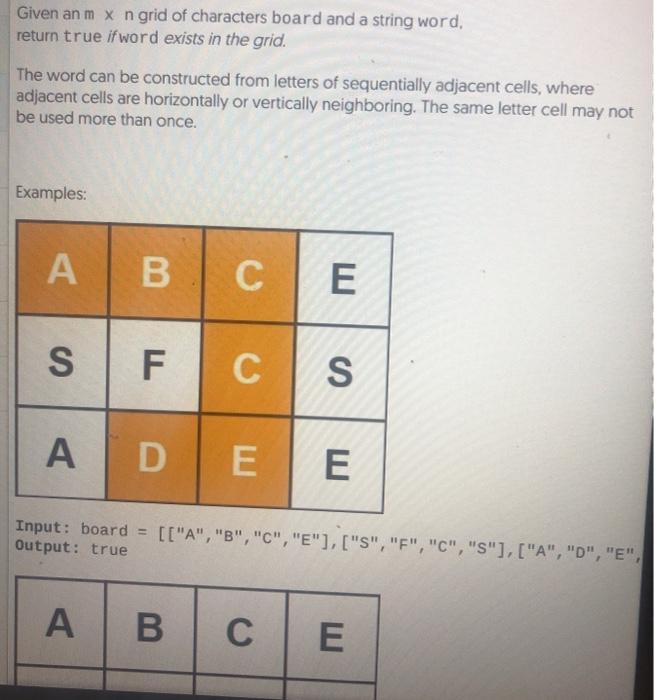 Solved Given an m x n grid of characters board and a string | Chegg.com