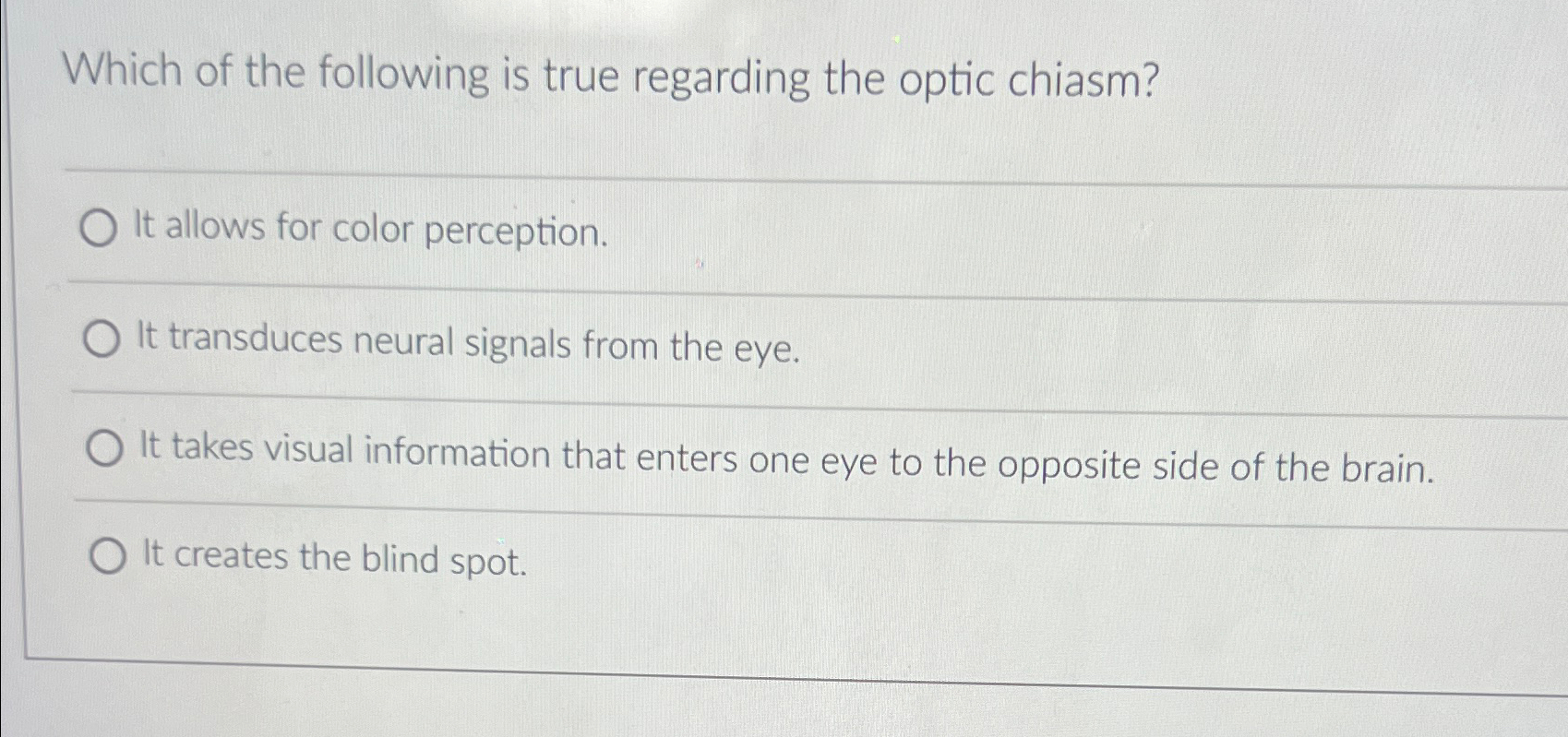 Solved Which of the following is true regarding the optic | Chegg.com