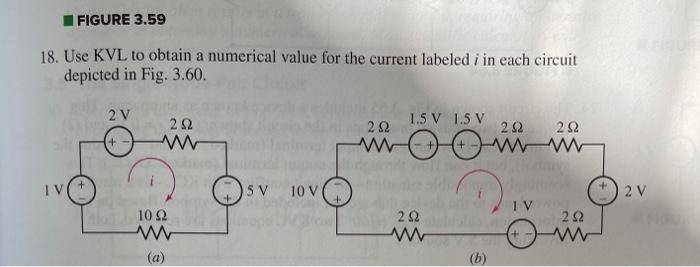 Solved FIGURE 3.59 18. Use KVL to obtain a numerical value | Chegg.com