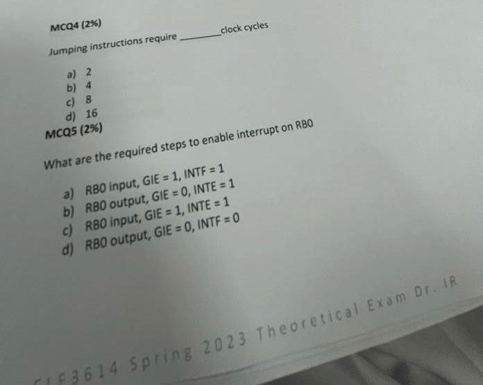 Solved McQ 4(2%) Jumping instructions require clock cycles | Chegg.com