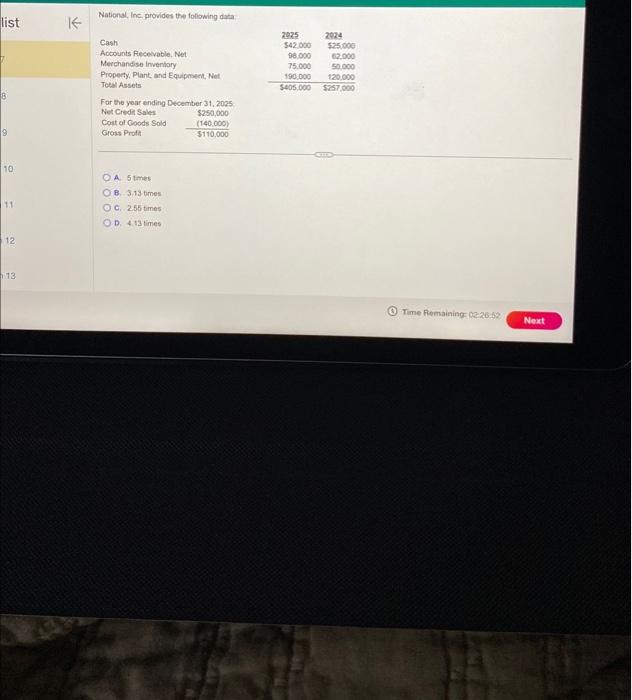 Solved National, Inc. provides the following data: A. 5 | Chegg.com