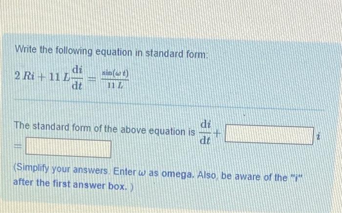 Solved Write the following equation in standard form: | Chegg.com