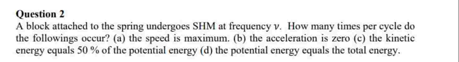Solved Question 2 ﻿A block attached to ﻿the spring undergoes | Chegg.com