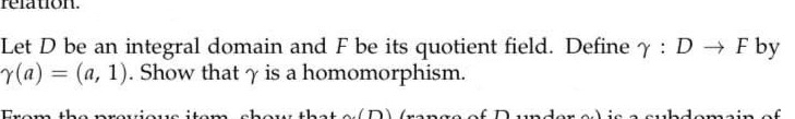Solved Let D ﻿be an integral domain and F ﻿be its quotient | Chegg.com