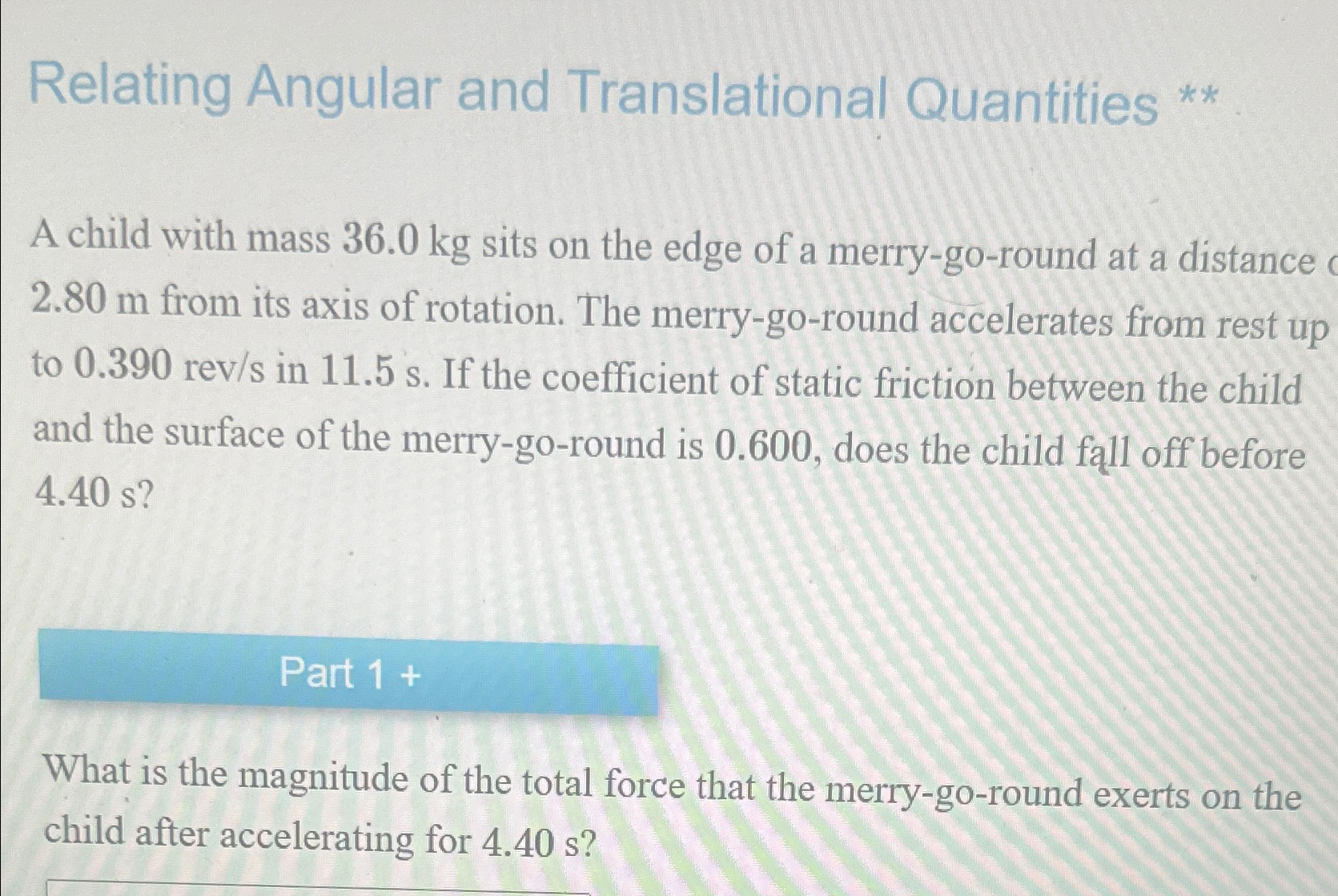 Solved Relating Angular and Translational Quantities **A | Chegg.com