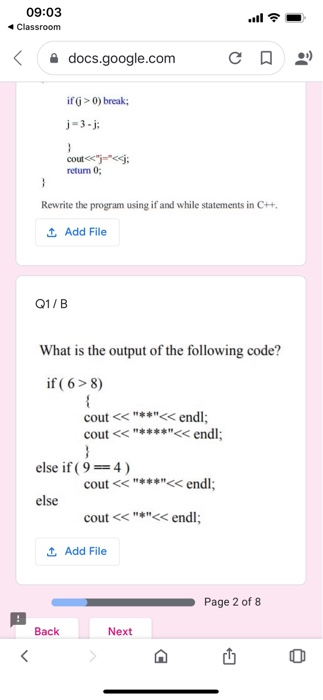 Solved 09:03 Classroom 14 Marks Q1/A Consider the following | Chegg.com