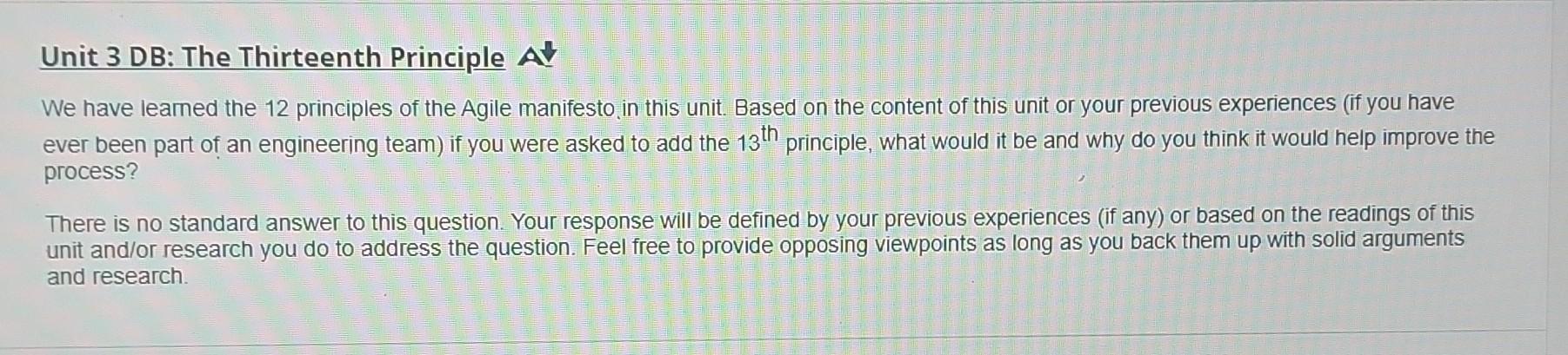 Solved Unit 3 DB: The Thirteenth Principle We have learned | Chegg.com