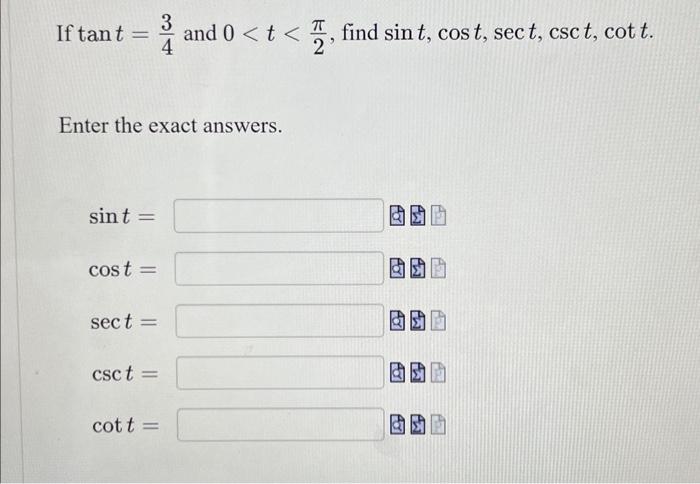 Solved If tant=43 and 0 | Chegg.com