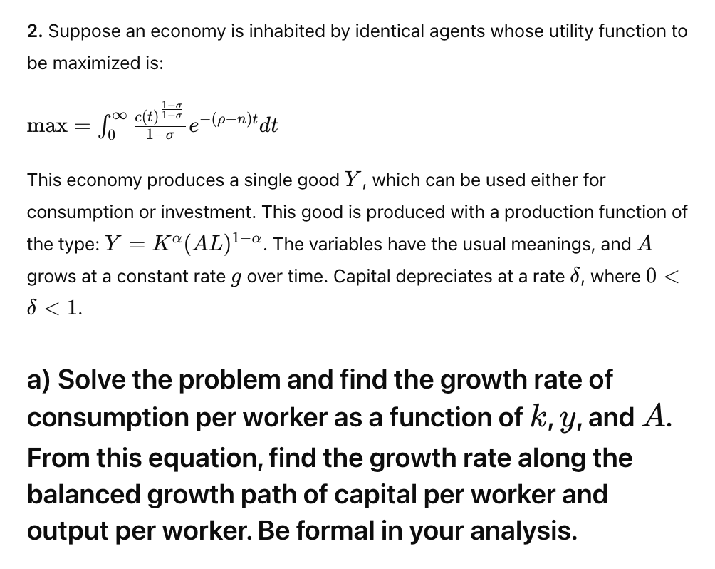 Solved Suppose an economy is inhabited by identical agents | Chegg.com